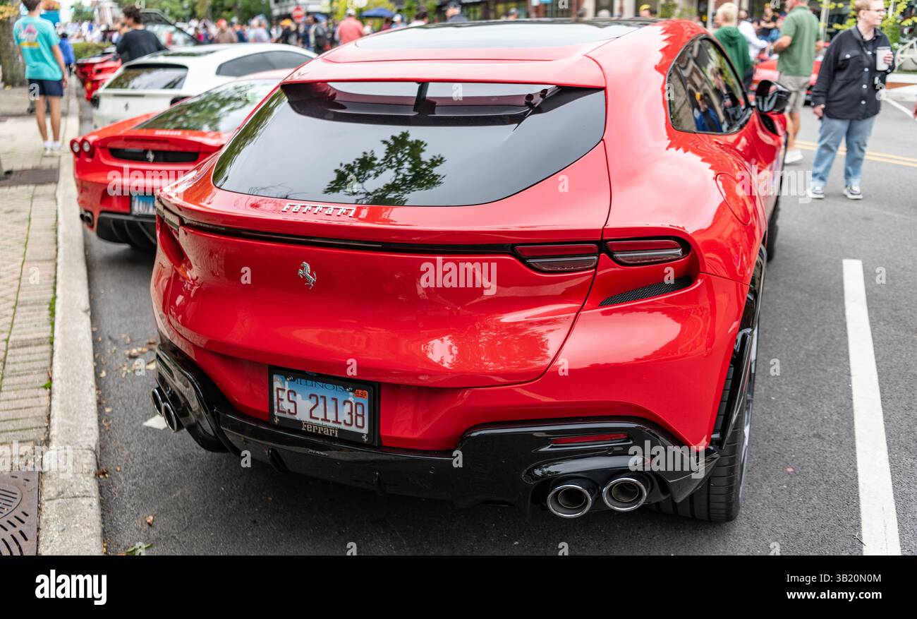 Chicago, Illinois - September 29, 2024: Ferrari Purosangue red color ...