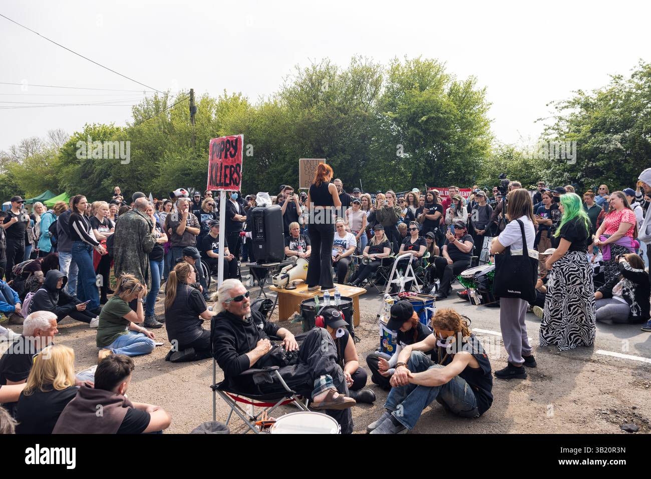Huntingdon, UK. 26 APR, 2025. Speeches are given during a protest for ...