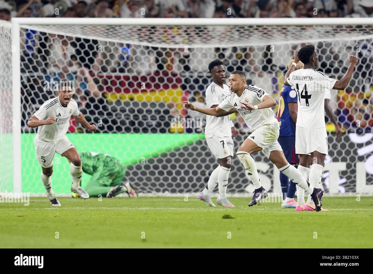Kylian Mbappe of Real Madrid celebrates a goal 1-1 during the Spanish ...