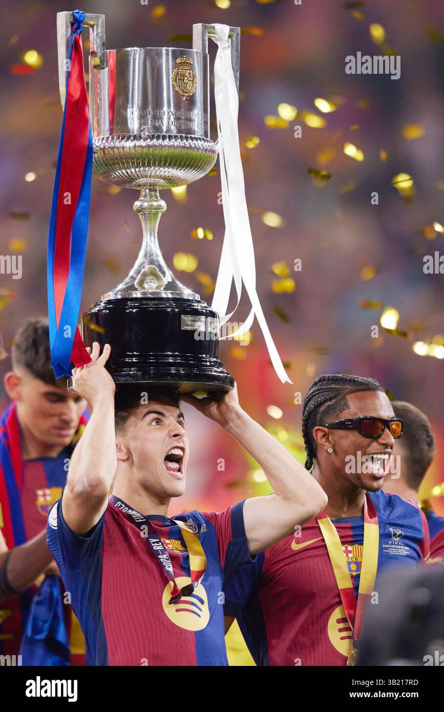 Pablo Martin Gavi of FC Barcelona celebrates the victory during the ...