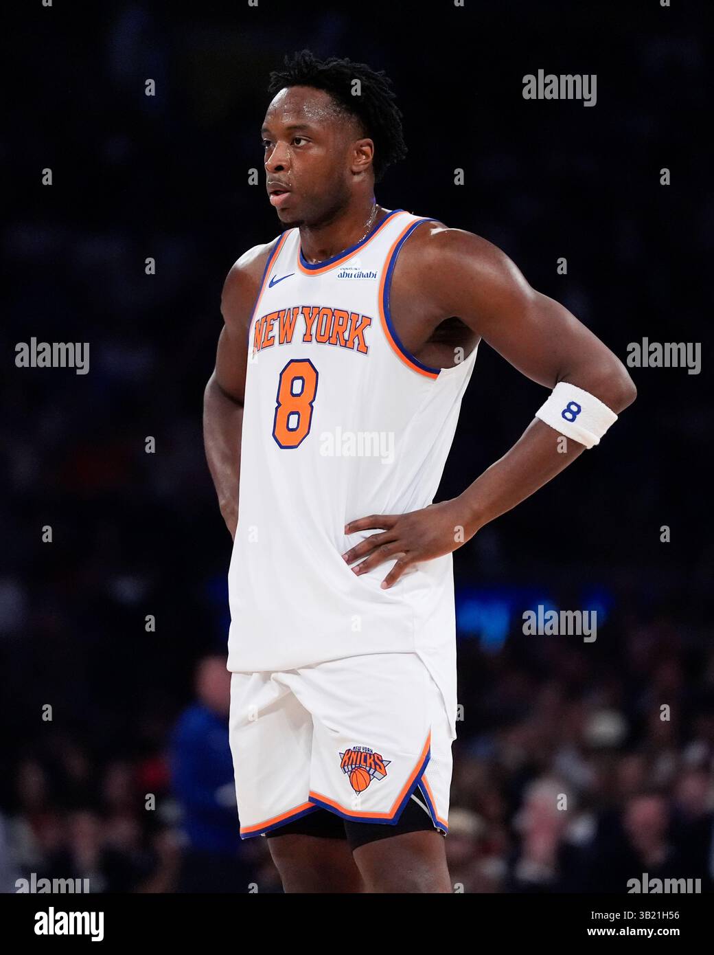 New York Knicks forward OG Anunoby during Game 1 in an NBA basketball first-round playoff series ...