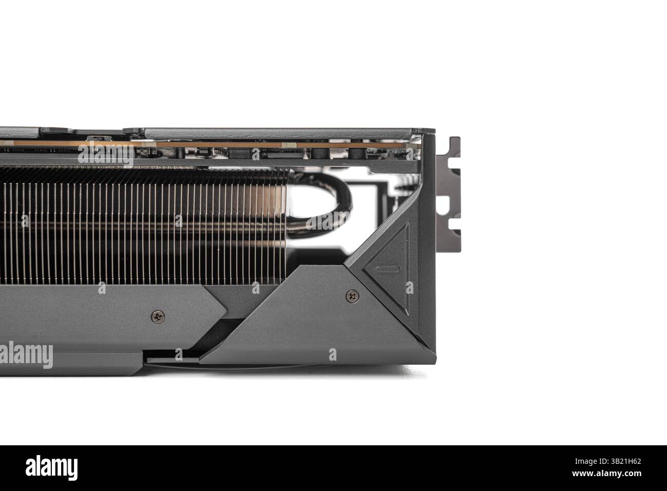 A close-up side view of a high-performance graphics card showcasing its ...