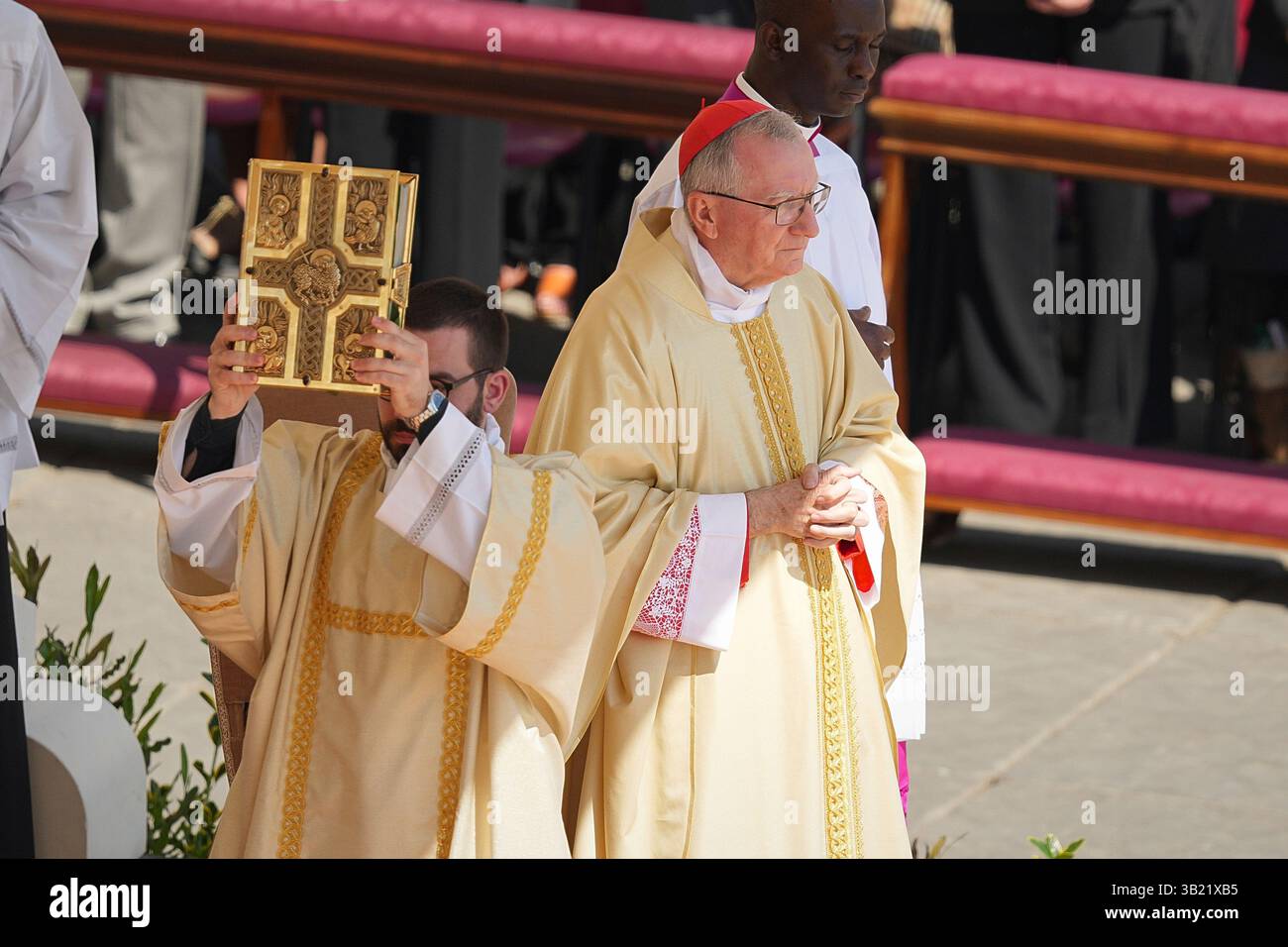 Vatican Secretary of State, Cardinal Pietro Parolin presides over a ...