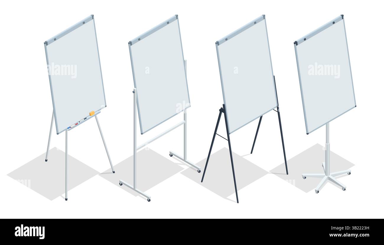 Isometric vector of flipcharts for showing detailed business strategy ...