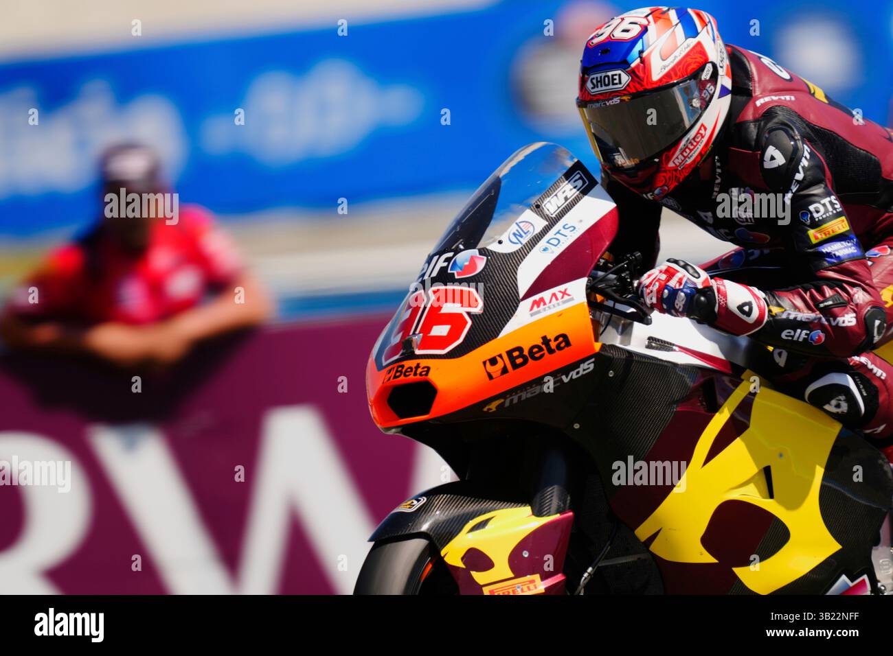 Britain's rider Jake Dixon of the ELF Marc VDS Racing Team steers his ...