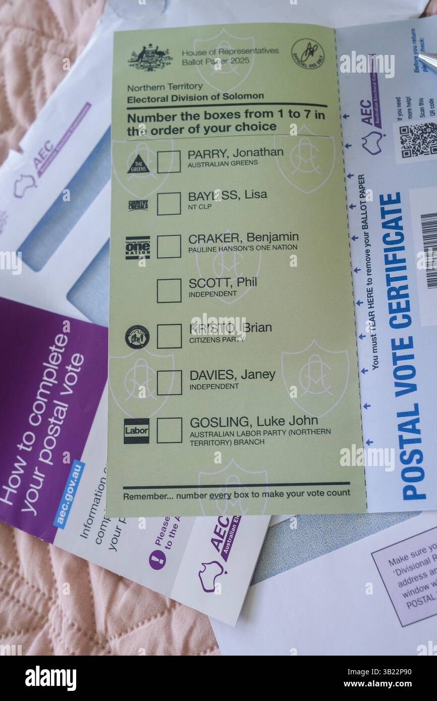 Australia postal vote papers for the 2025 federal elections Stock Photo ...