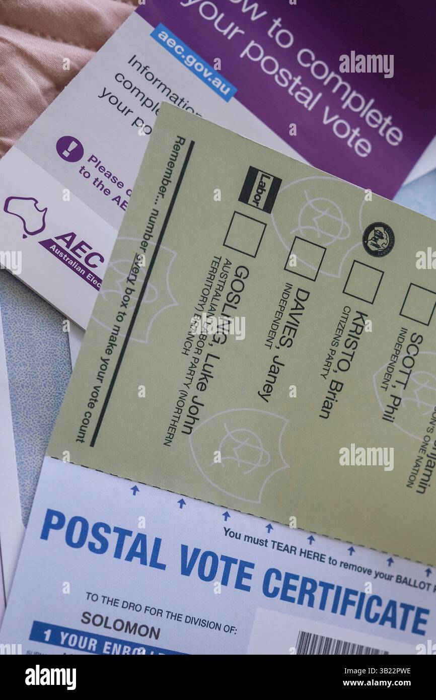 Australia postal vote papers for the 2025 federal elections Stock Photo ...
