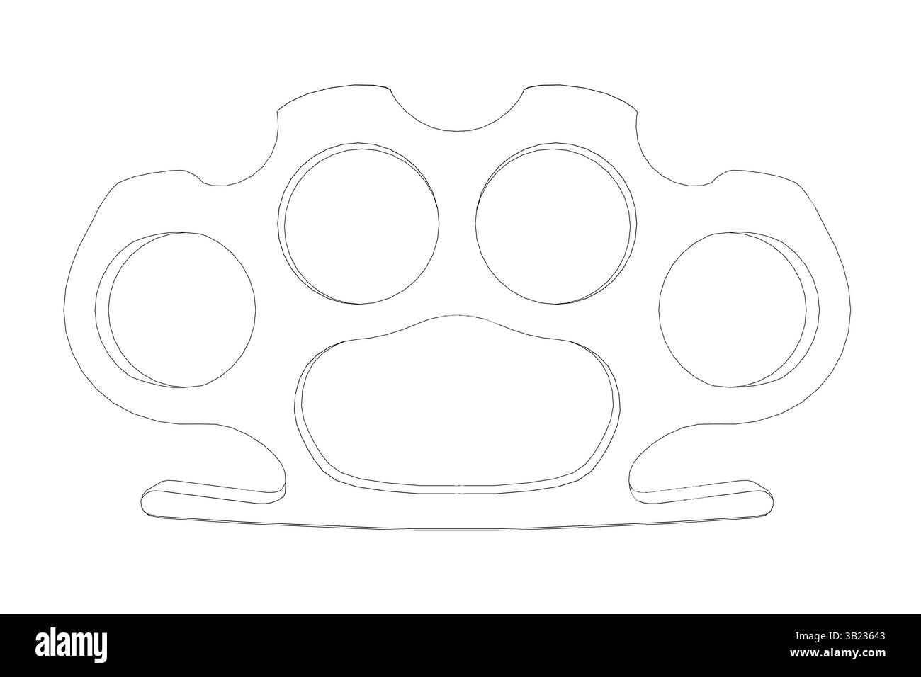A black and white drawing of a Brass knuckles with a black and white ...