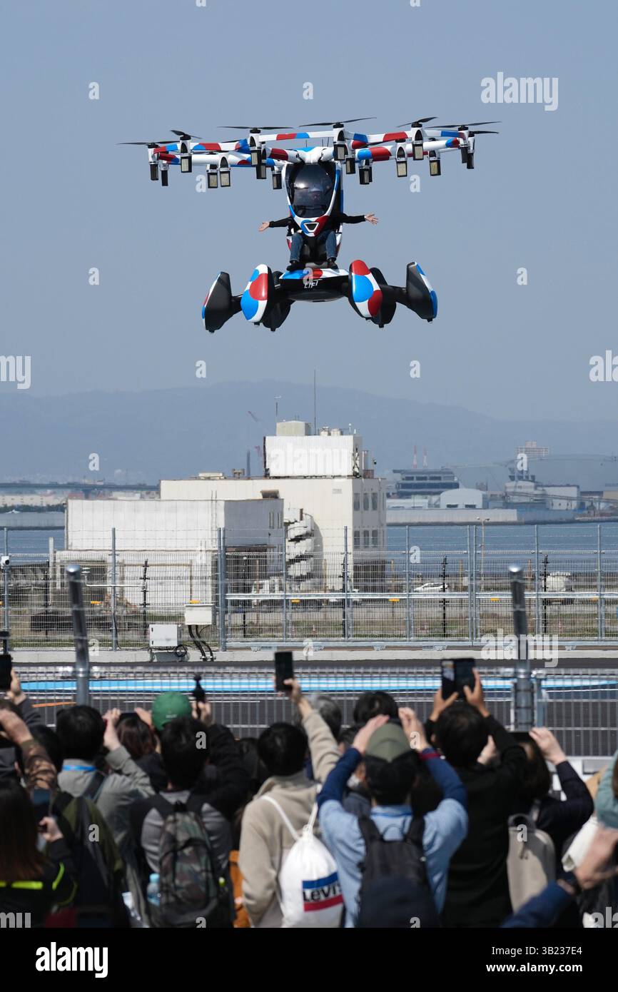 Photo shows a Hexa single-seater "flying vehicle" during a ...