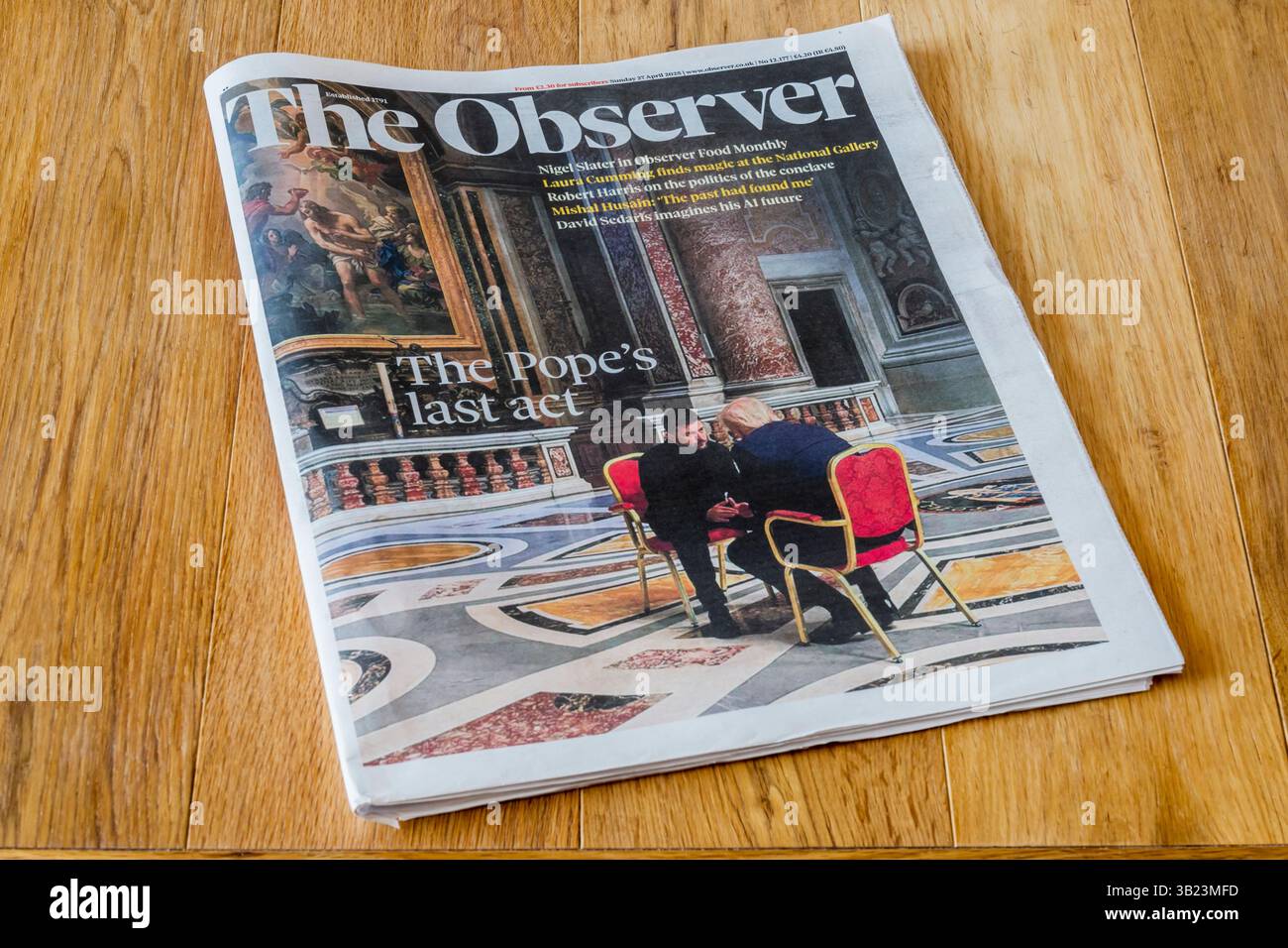 27 April 2025. Front page headline of The Observer is The Pope's last ...