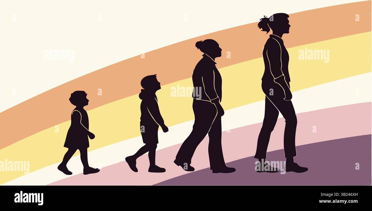 Female Life Stages Silhouette Vector Progression for Commercial Use ...