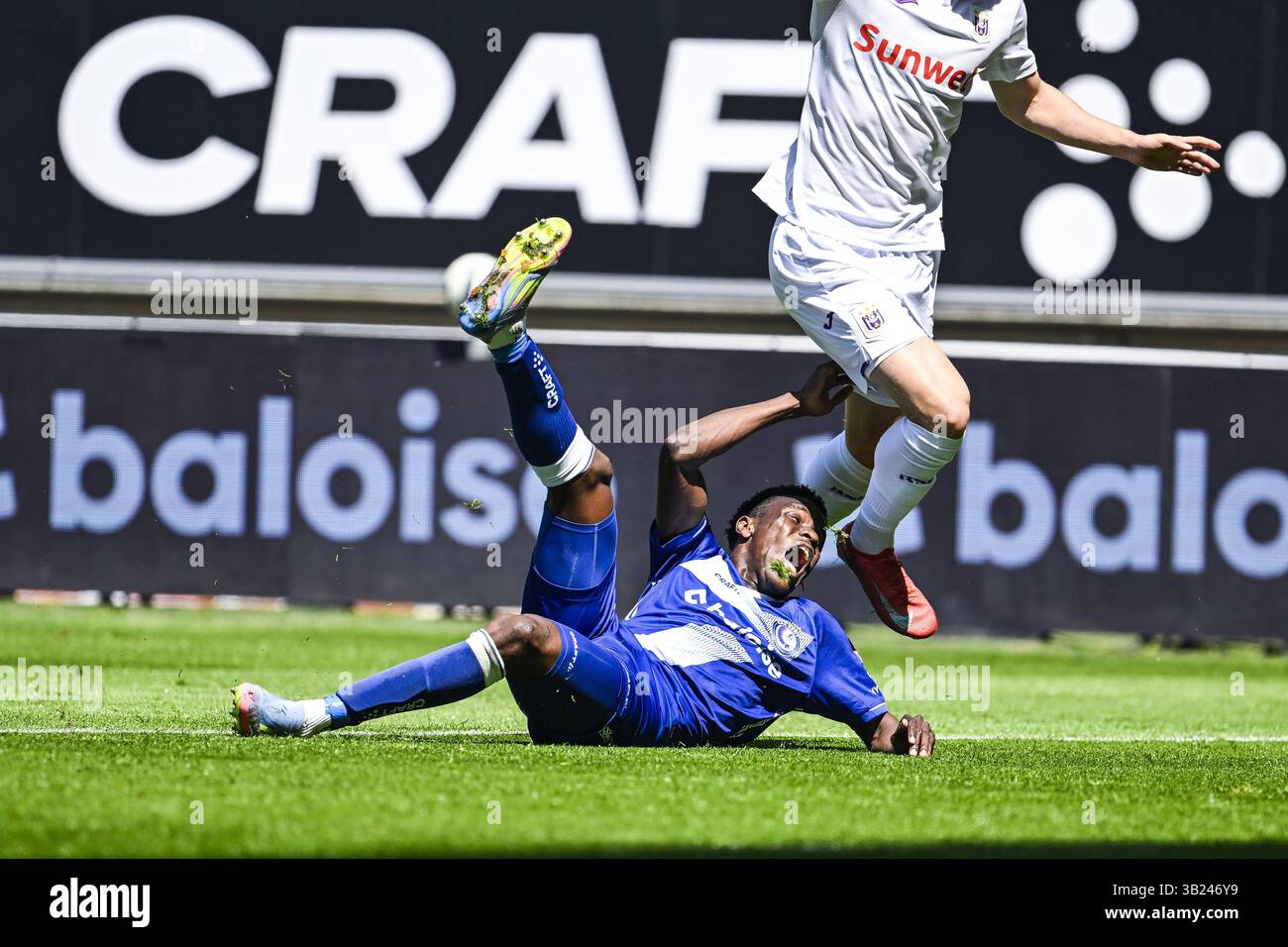 Gent's Hyllarion Goore reacts during a soccer match between KAA Gent ...