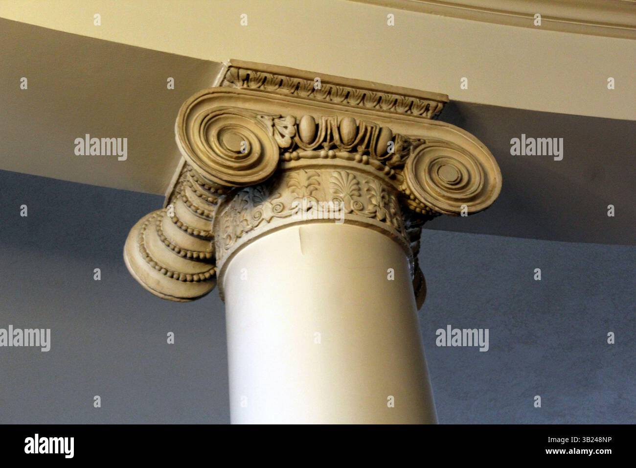 Elements of architectural decorations of buildings, columns and tops ...