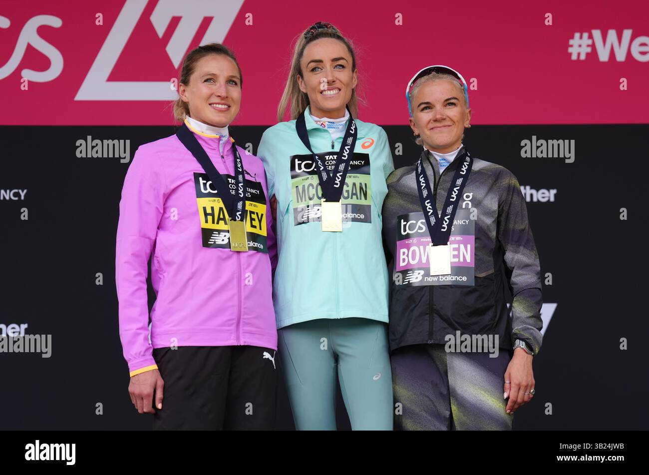 (left to right) Rose Harvey, Eilish McColgan and Phily Bowden with ...
