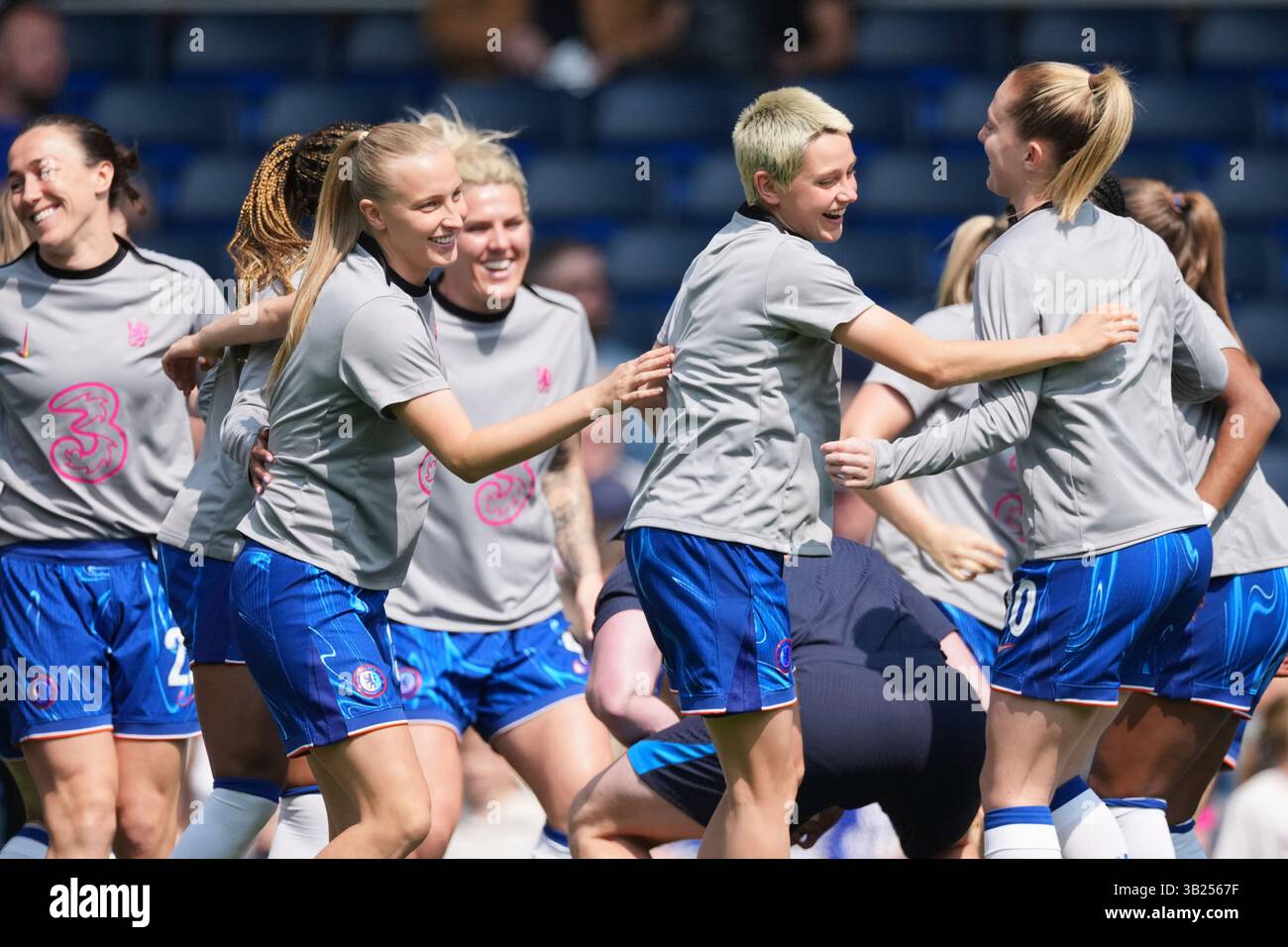 Chelsea players exercise during warmup before the women's Champions ...
