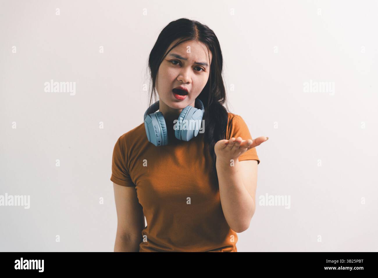 Asian girl expresses dislike, person express negative feeling, concept ...