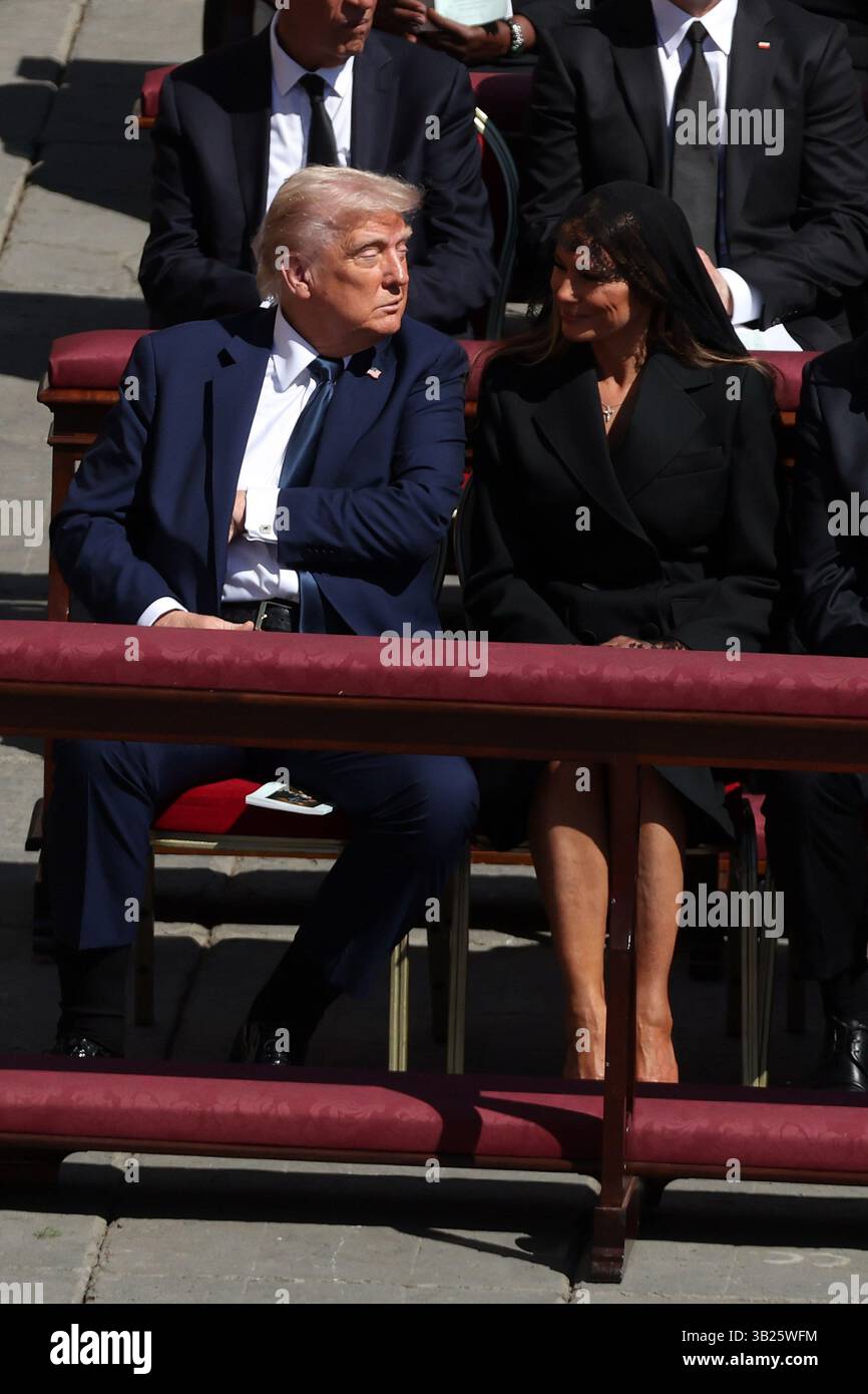Vatican City, 26.04.2025: Donald Trump and Melania Trump. World leaders ...