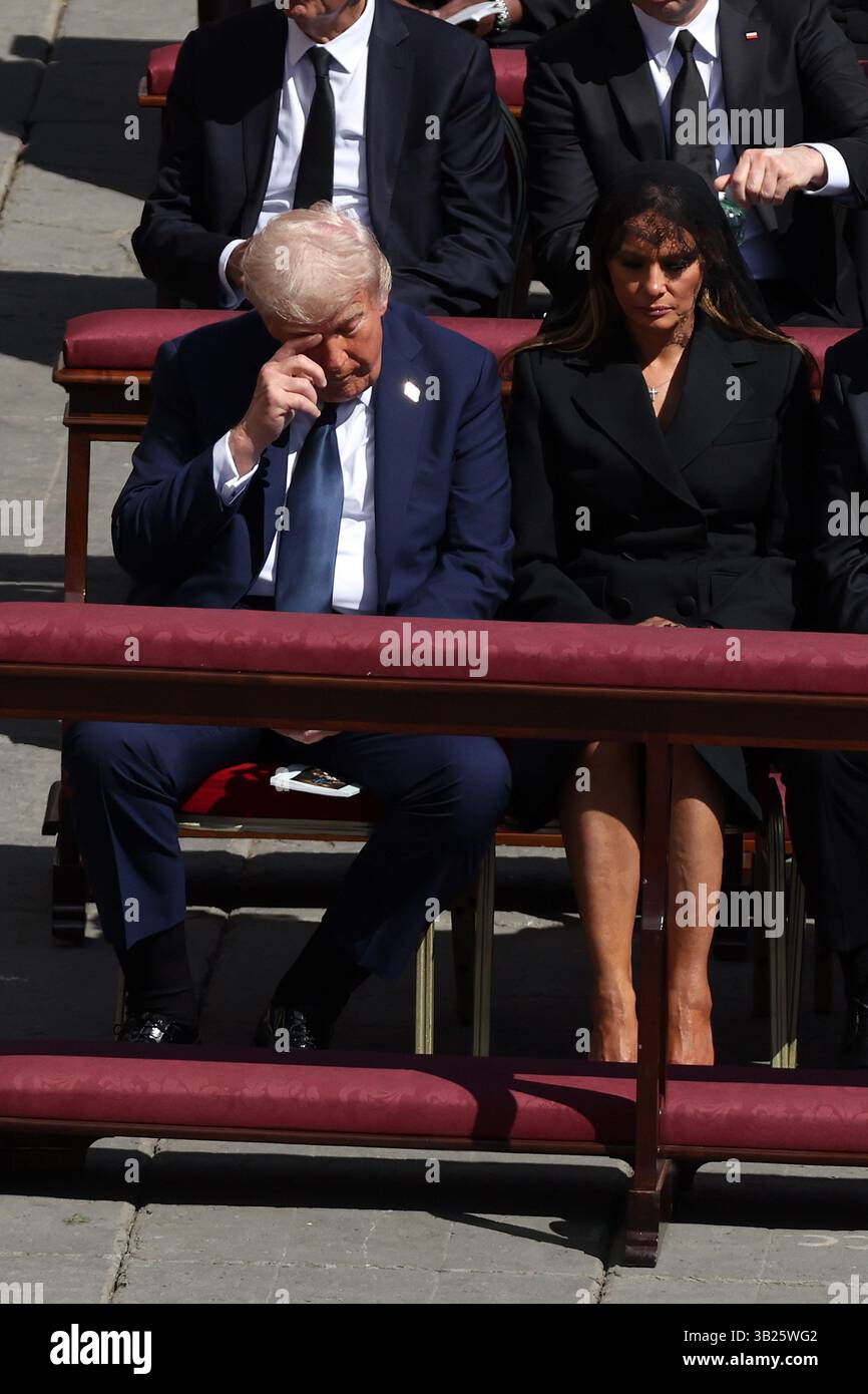 Vatican City, 26.04.2025: Donald Trump moved and Melania Trump. World ...