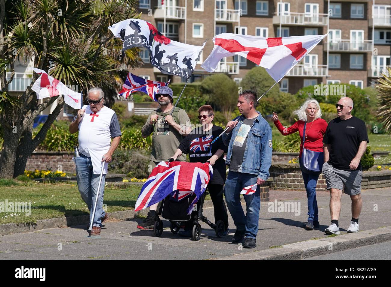 Protesters in Dover during a 'Stop the Boats' protest. Picture date ...
