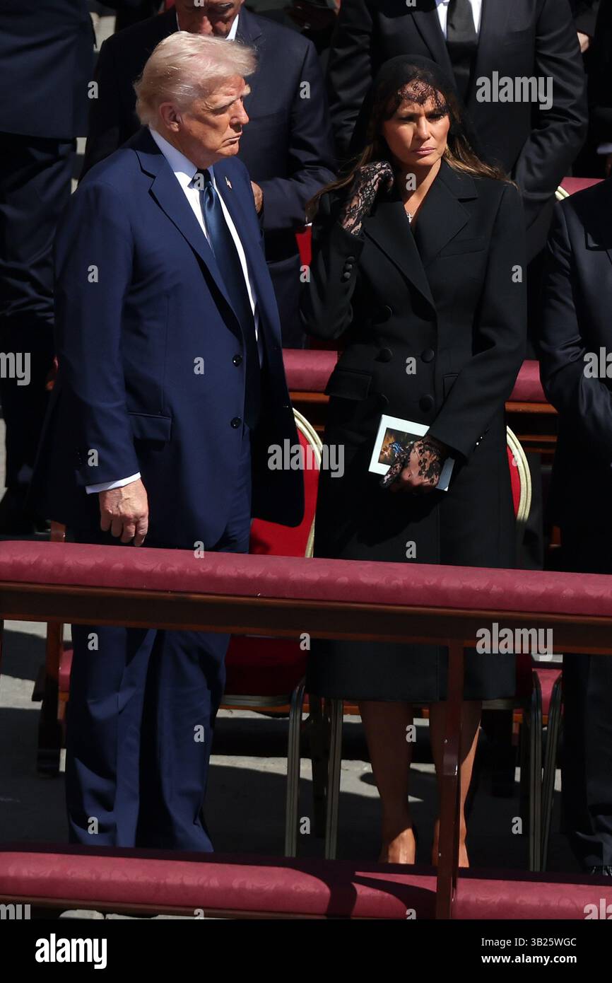 Vatican City, 26.04.2025: Donald Trump and Melania Trump. World leaders ...