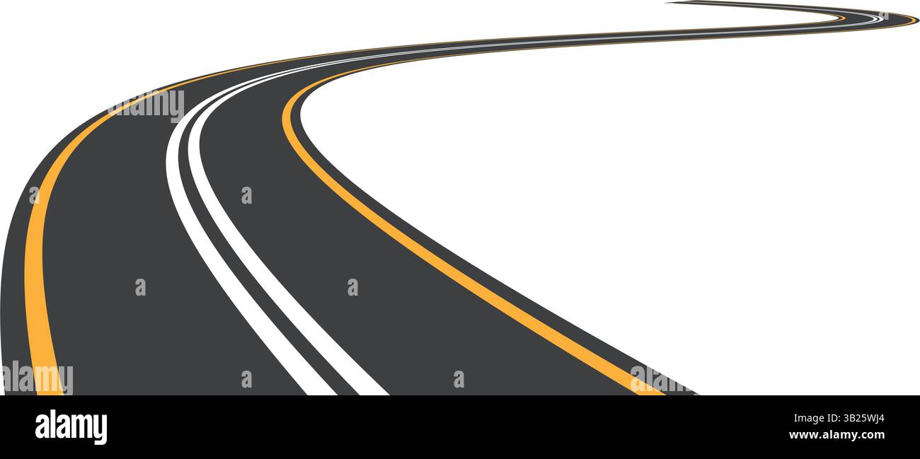 asphalt road with yellow dashed lines going to the distance. Vector ...