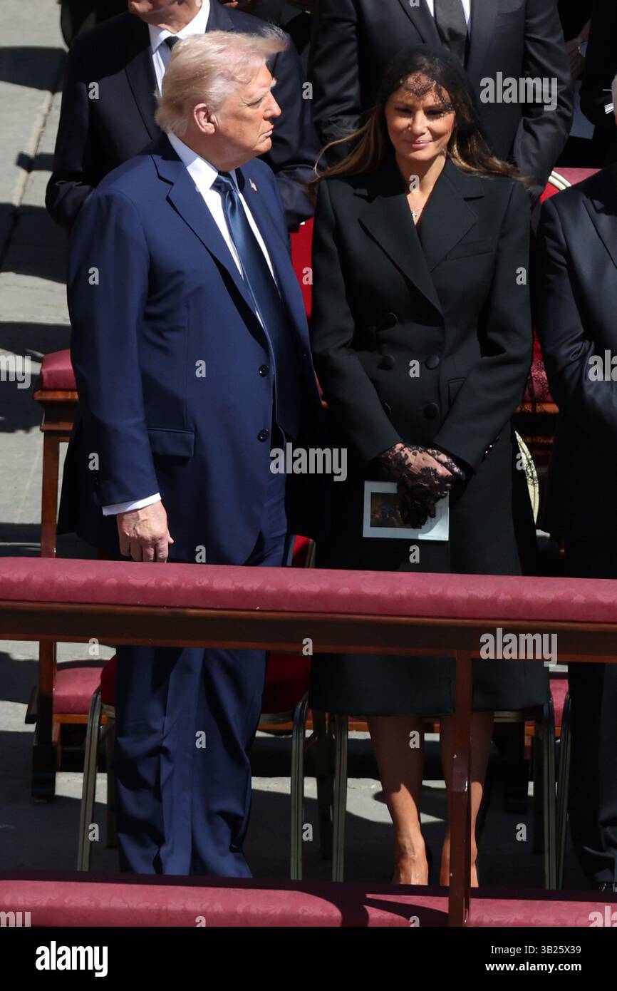 Vatican City, 26.04.2025: Donald Trump and Melania Trump. World leaders ...