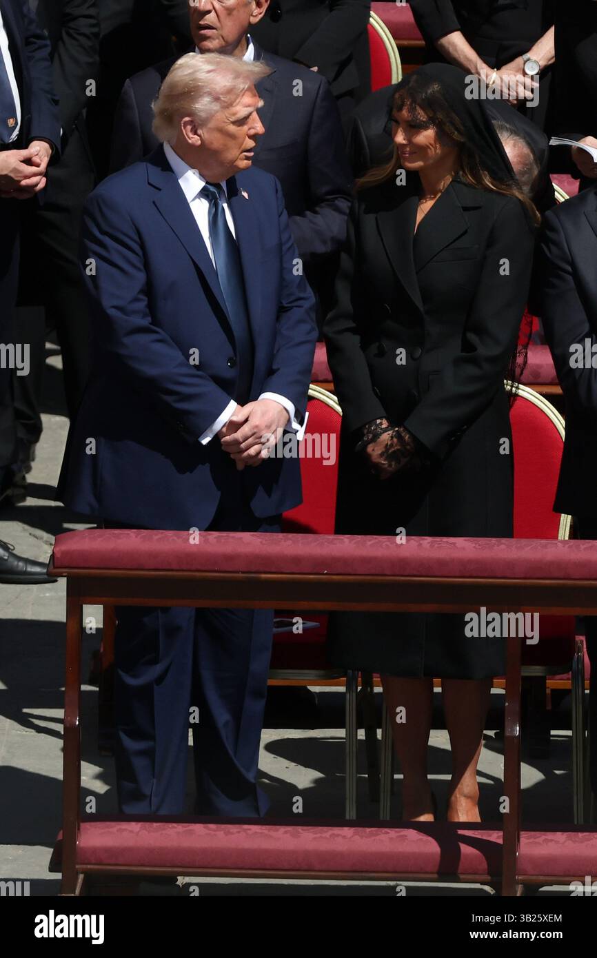 Vatican City, 26.04.2025: Donald Trump and Melania Trump. World leaders ...