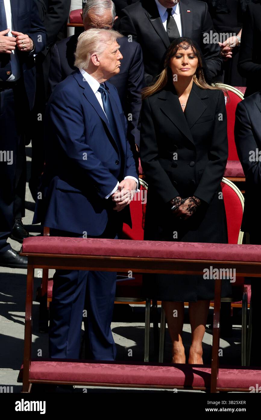 Vatican City, 26.04.2025: Donald Trump and Melania Trump. World leaders ...