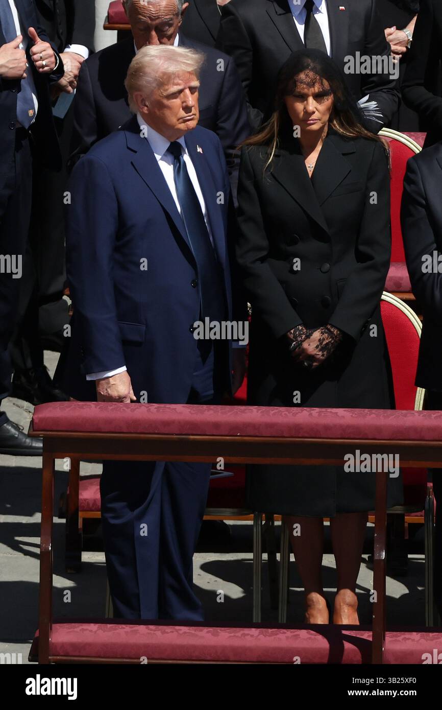 Vatican City, 26.04.2025: Donald Trump and Melania Trump. World leaders ...