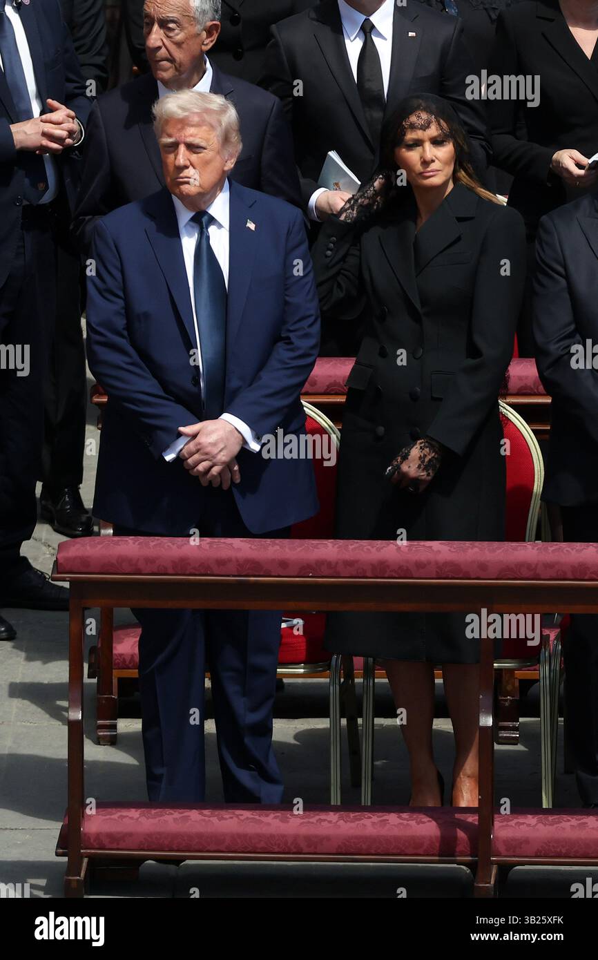 Vatican City, 26.04.2025: Donald Trump and Melania Trump. World leaders ...