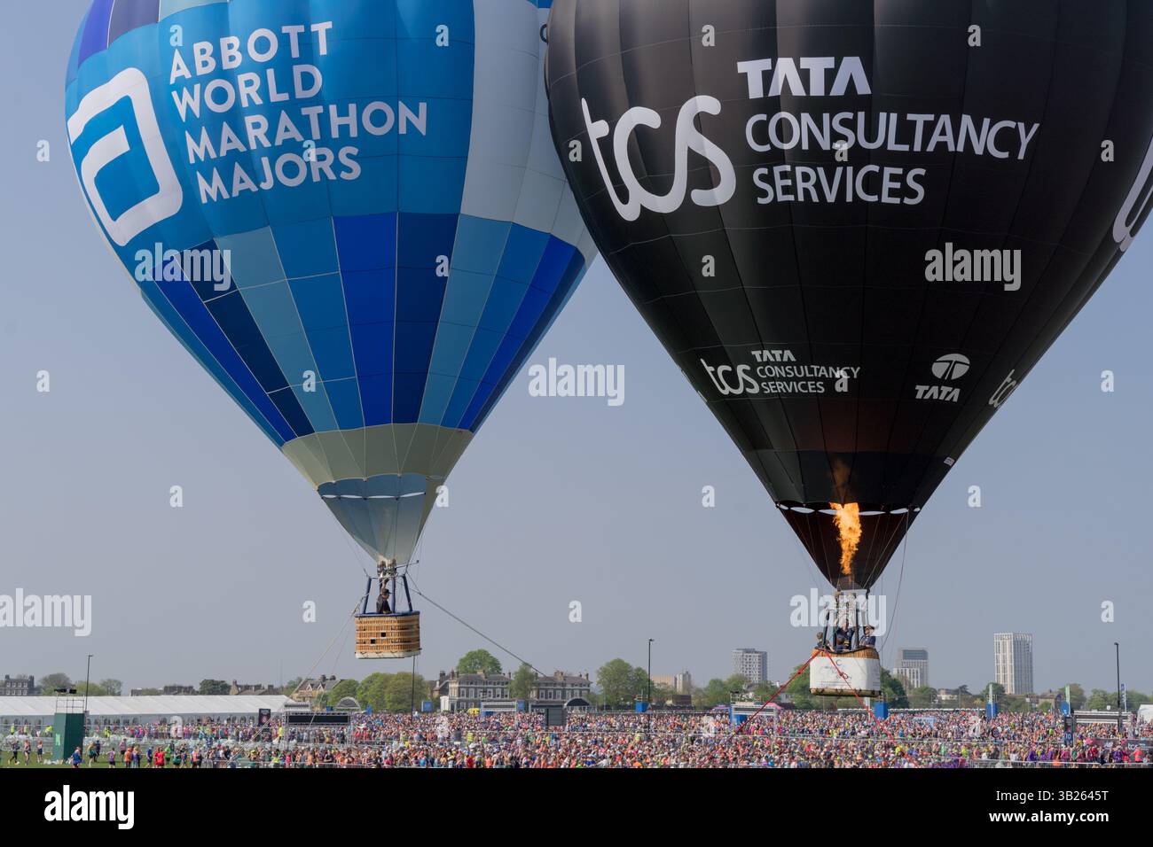 London Greenwich, United Kingdom. 27th April 2025. Hot Air balloons ...