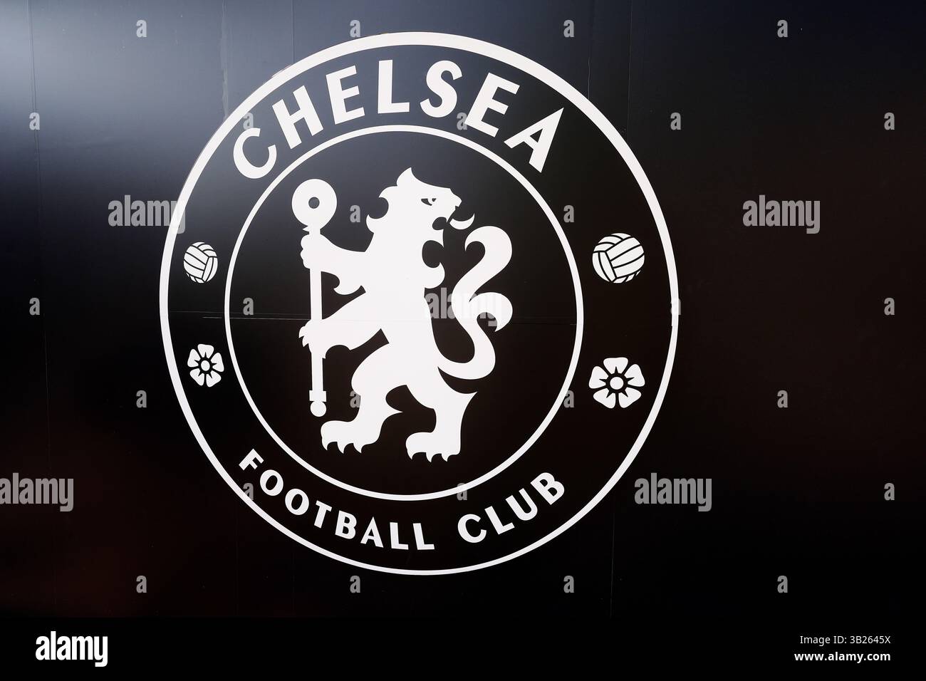 The Chelsea crest outside Stamford Bridge, London. Picture date: Sunday ...