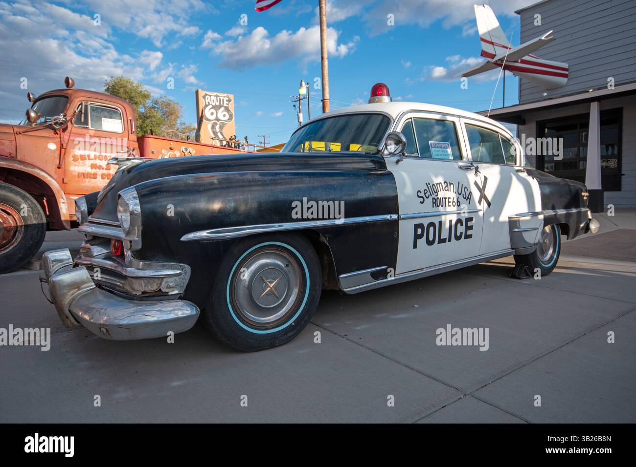 Old 1953 Chrysler police car in Seligman, (the town along the Route 66 ...