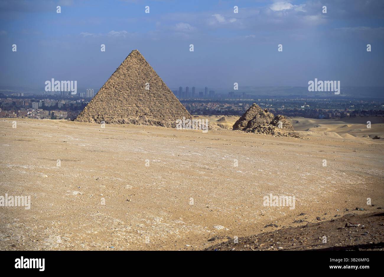 View of the area at The Great Pyramid of Giza, Egypt. People, pyramid ...