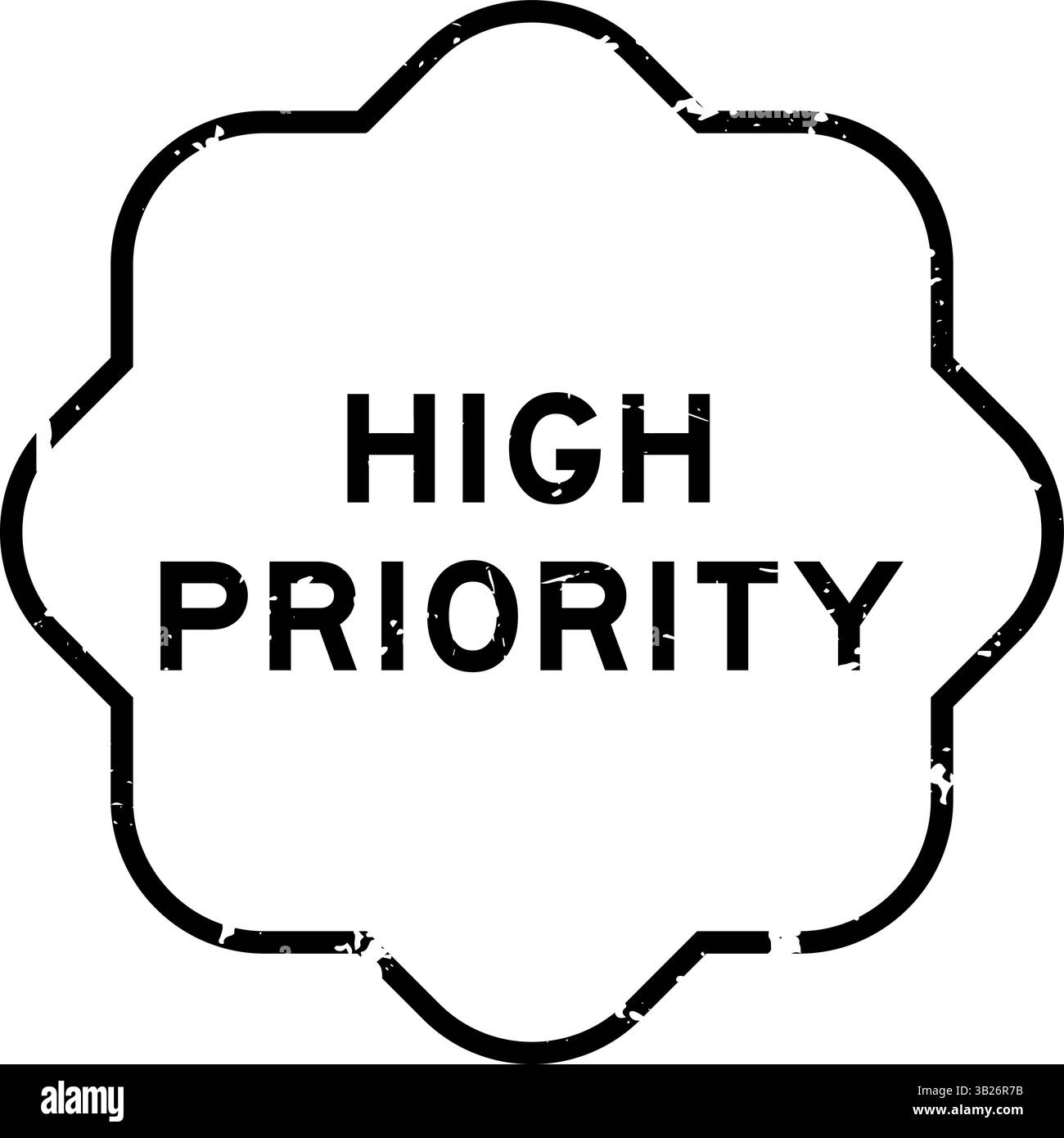 Grunge black high priority word rubber seal stamp on white background ...