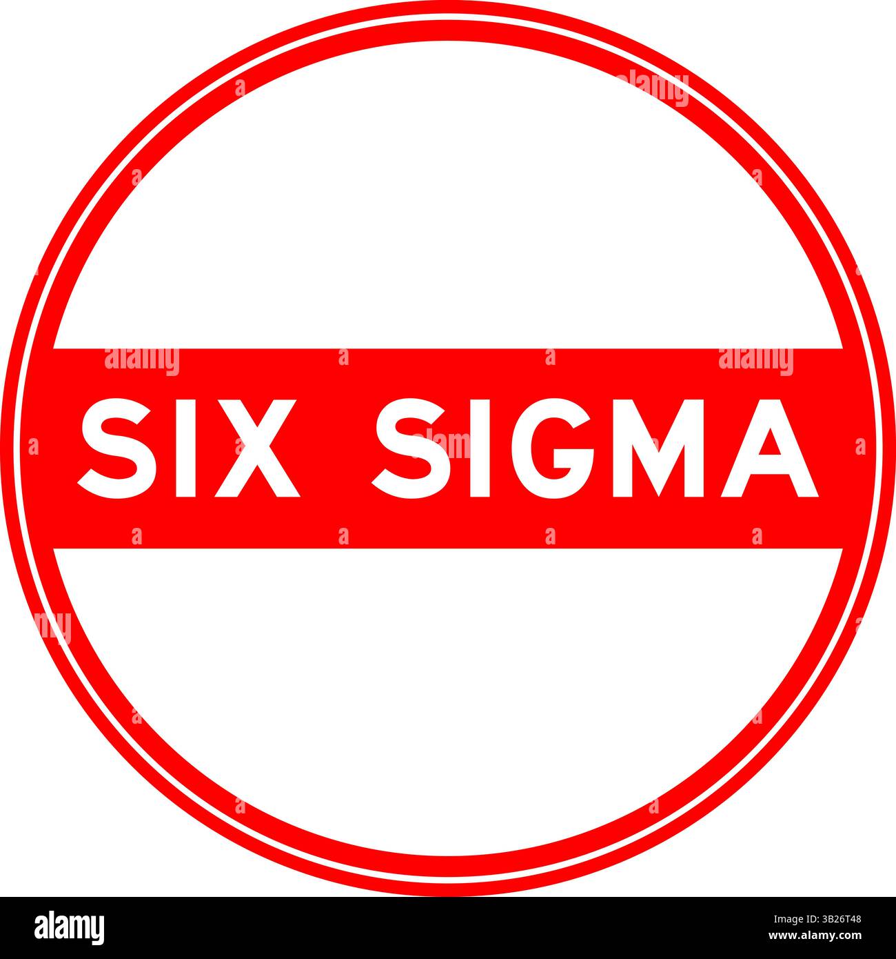 Red color round seal sticker in word six sigma on white background ...