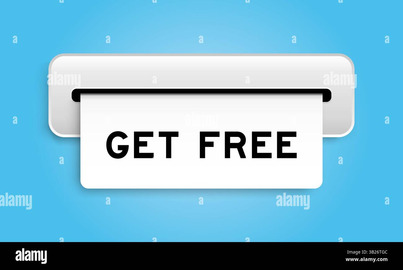 White coupon banner with word get free from machine on blue color ...