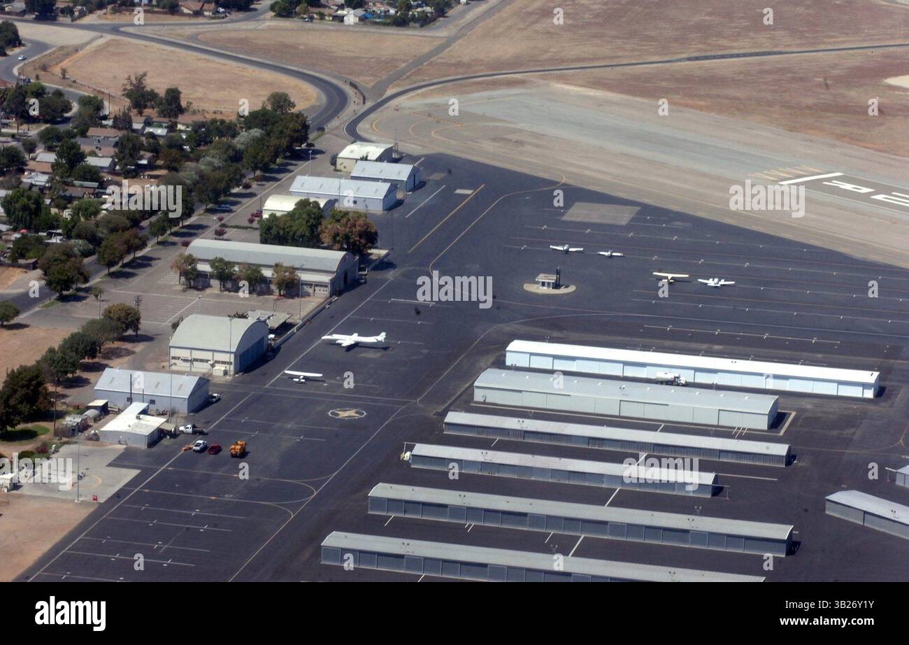 Aerial view of general aviation side of Modesto Airport. Modesto ...