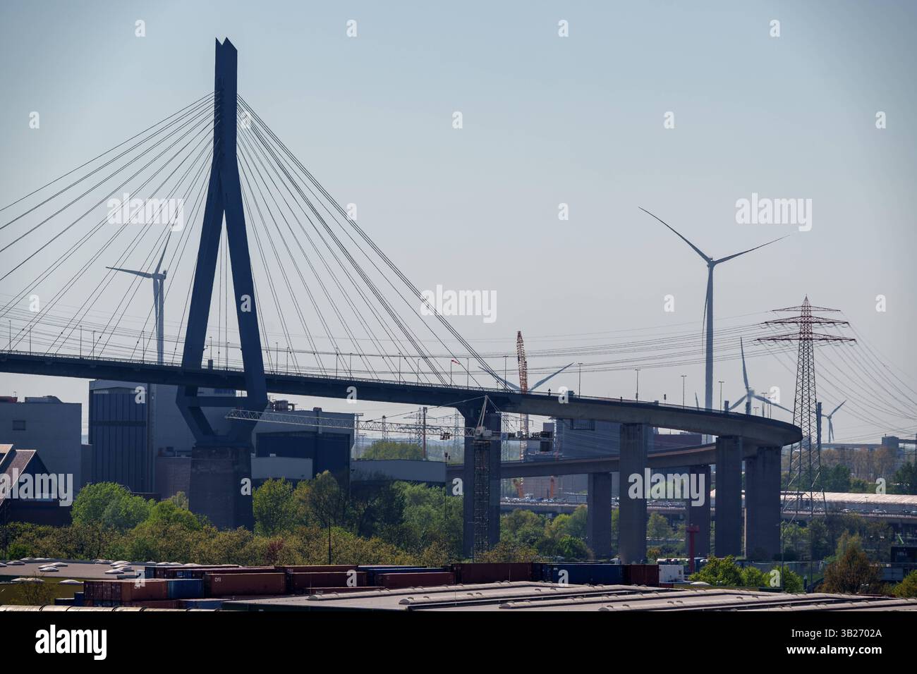 Hamburg, Germany - April 27, 2025: The Köhlbrand Bridge in Hamburg ...
