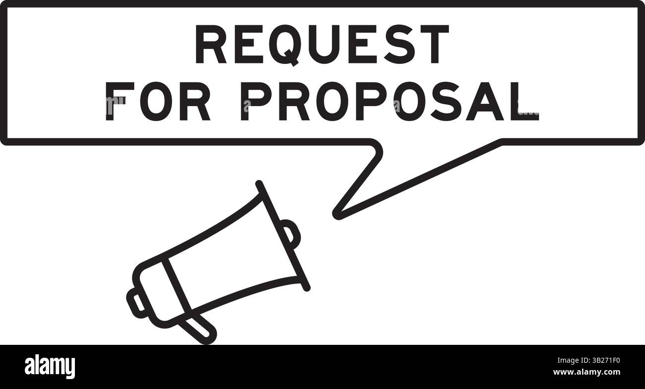 Megaphone icon with speech bubble in word request for proposal on white background Stock Vector ...