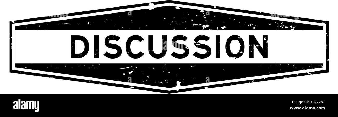 Grunge black discussion word hexagon rubber seal stamp on white ...