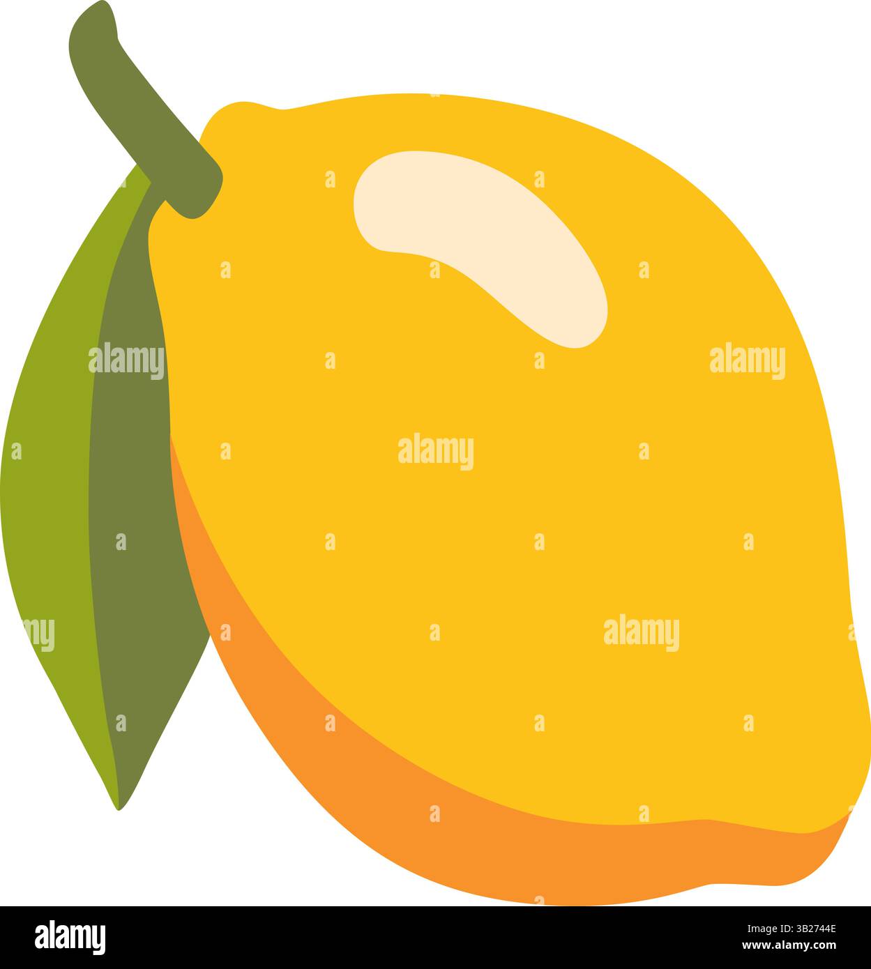 Bright Yellow Lemon Vector Illustration with Green Leaf Stock Vector ...