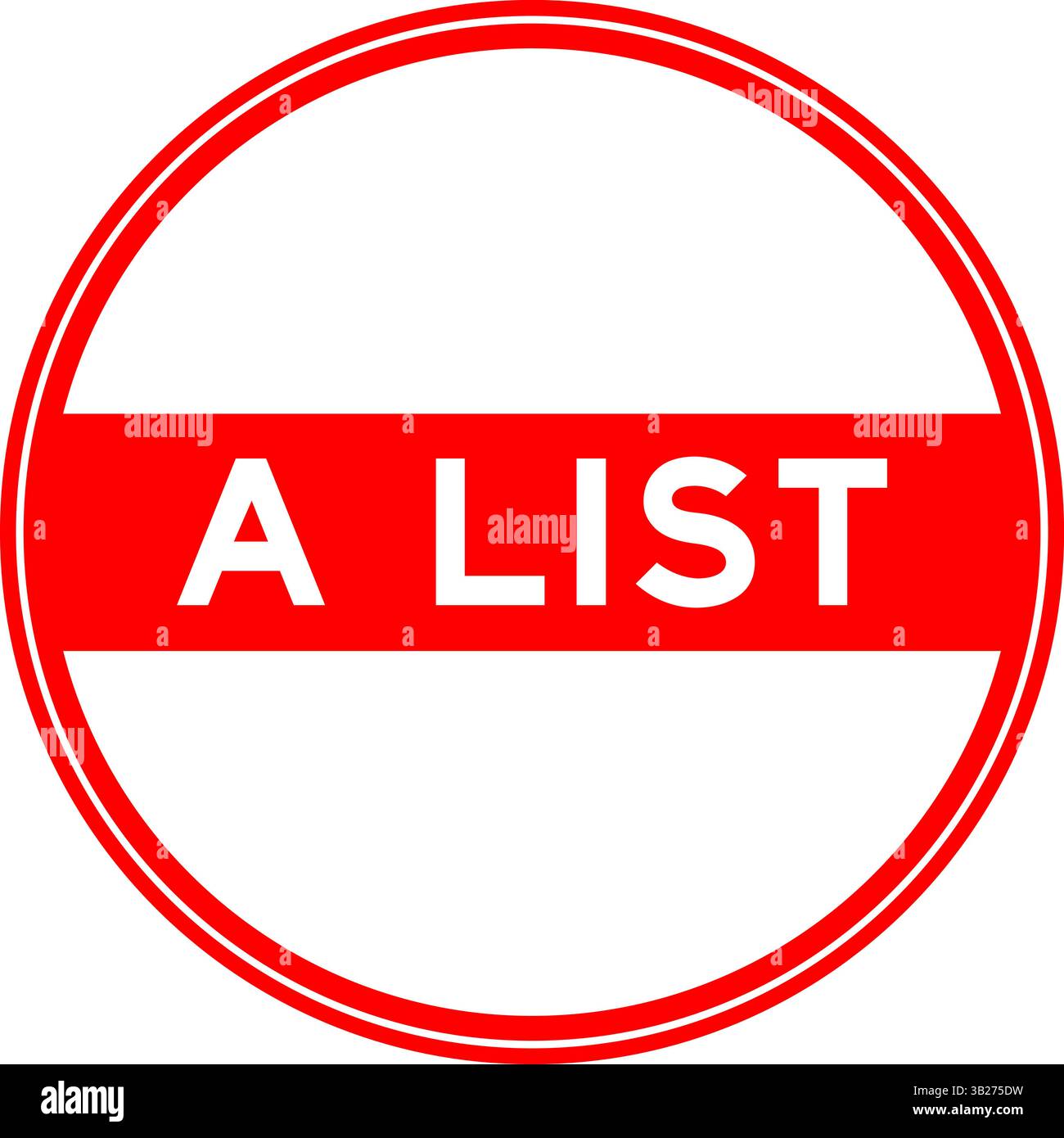 Red color round seal sticker in word A list on white background Stock ...