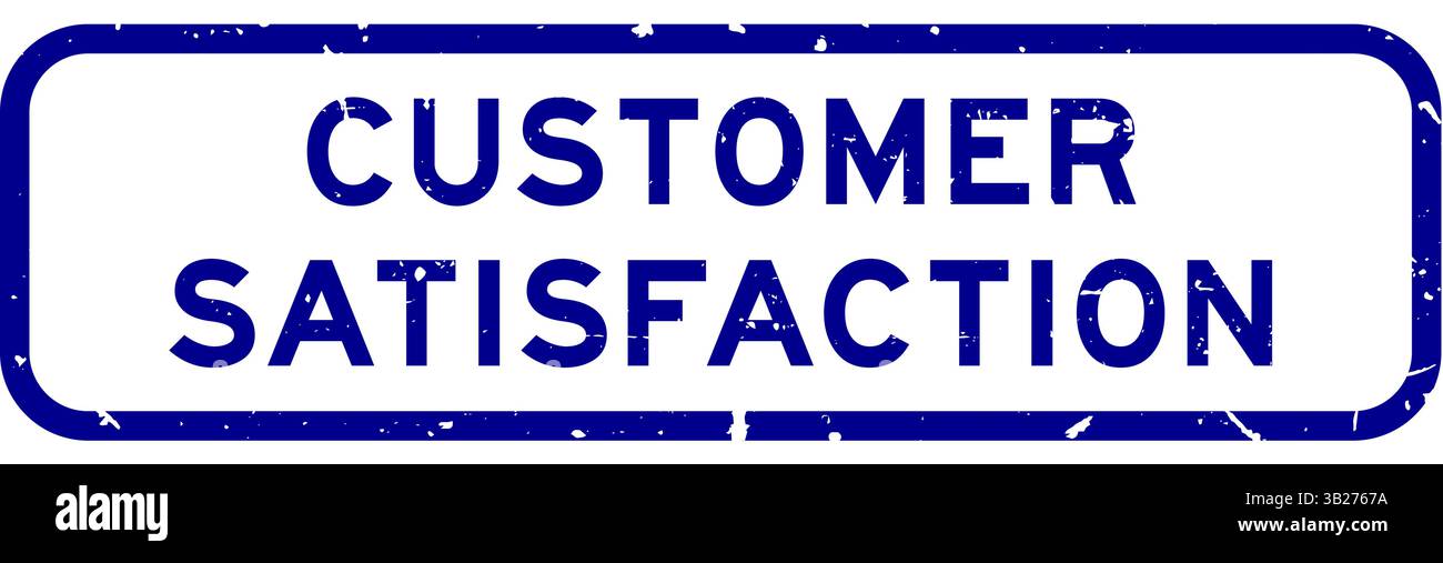 Grunge blue customer satisfaction word square rubber seal stamp on ...