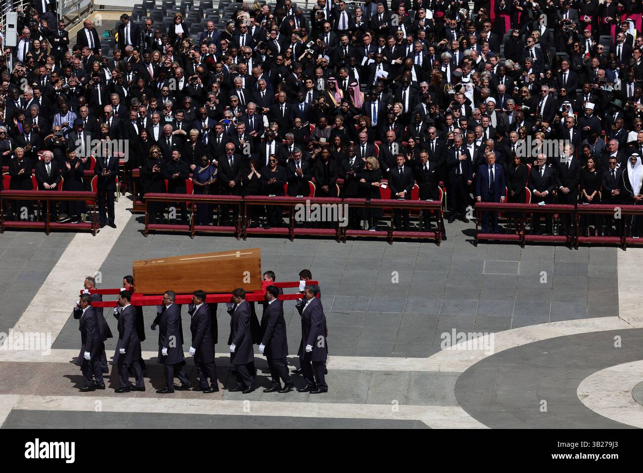 Vatican City, April 26, 2025: Pope Francis' coffin leaves the square and parades past world ...