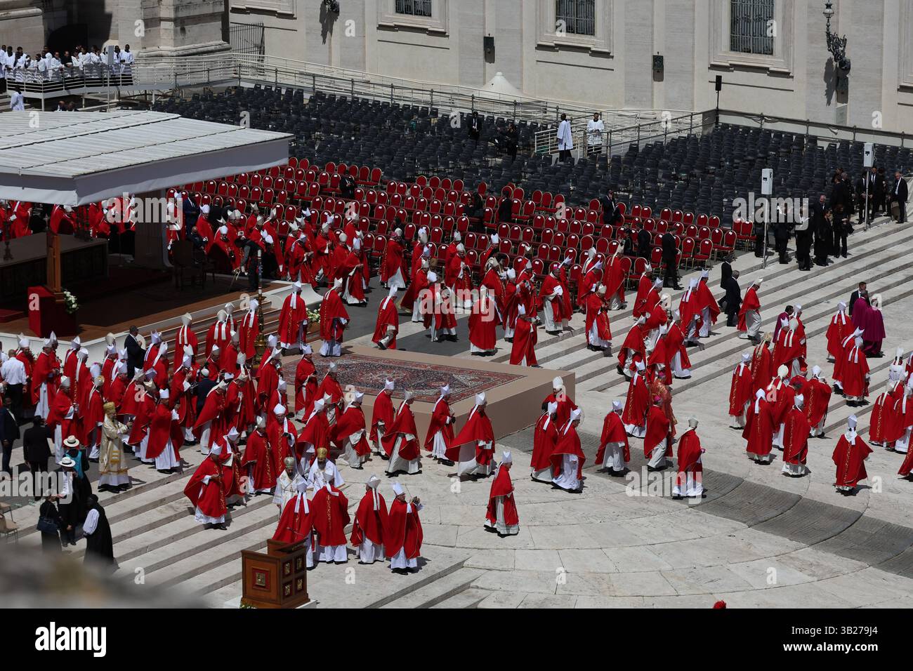 Vatican City, April 26, 2025: Cardinals leave the square after the ...