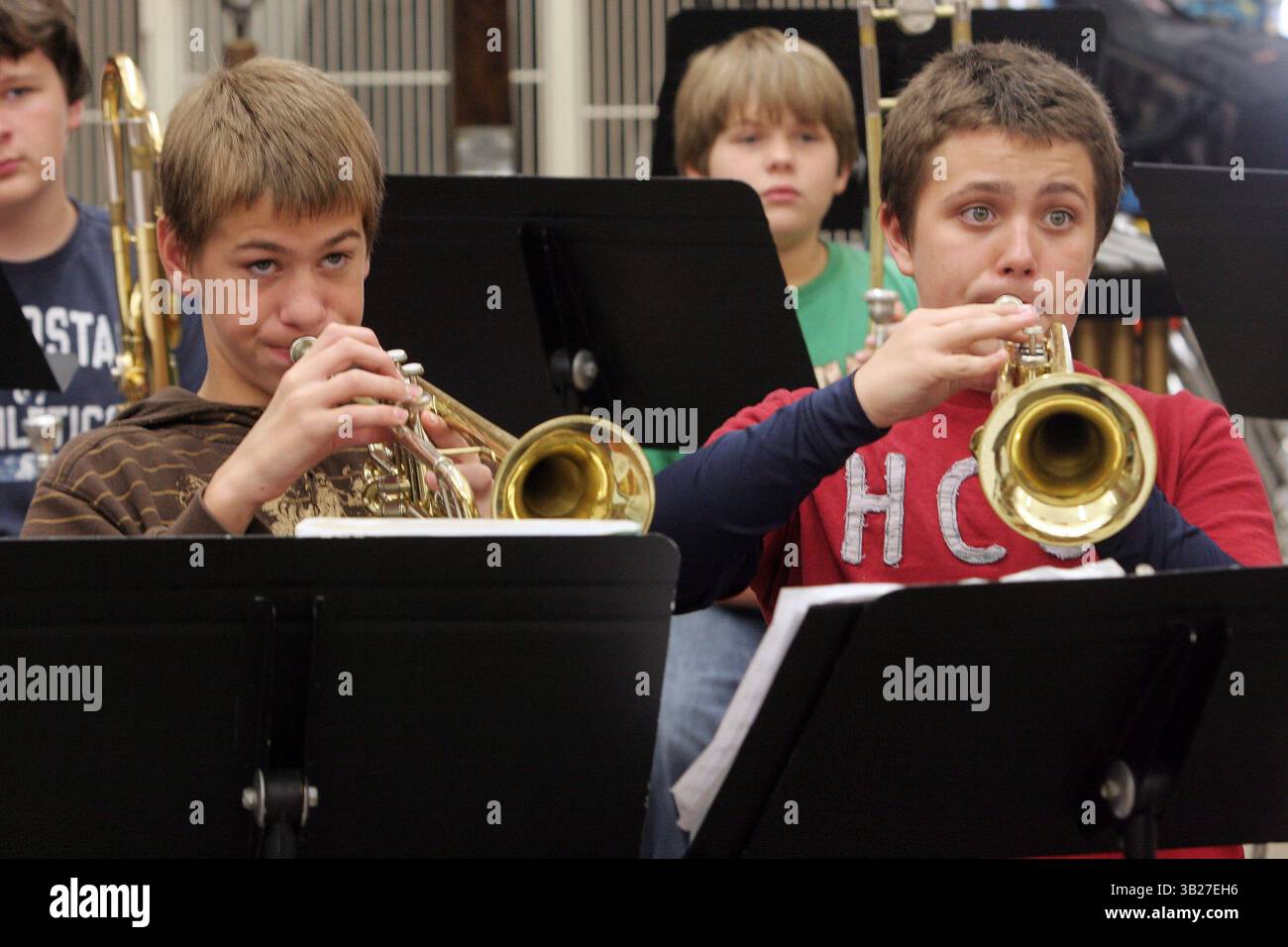 Trumpet players middle school band hi-res stock photography and images ...