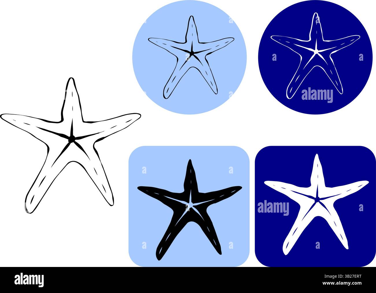 Starfish Silhouette Logo Image on colored Background. Vector graphic ...