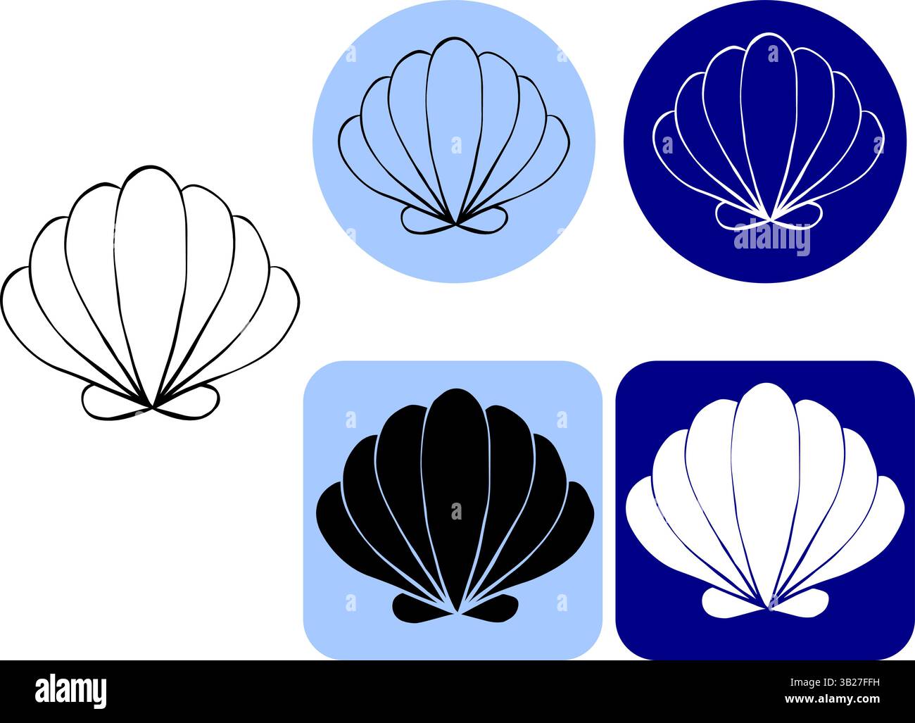 Sea shell logo. Vector graphic line ink illustration isolated on ...