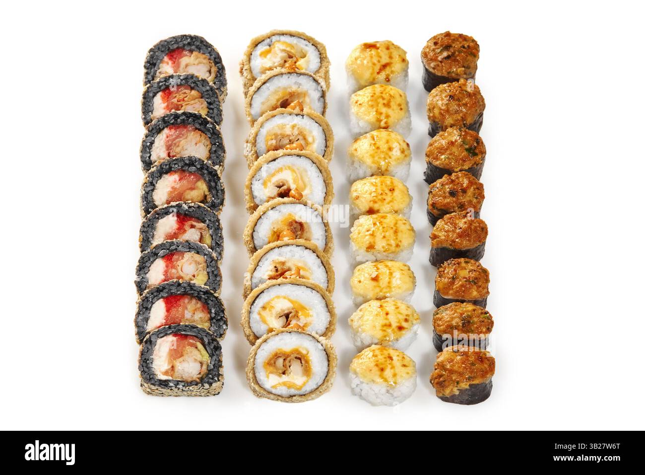Vertical different kinds sushi Cut Out Stock Images & Pictures - Alamy